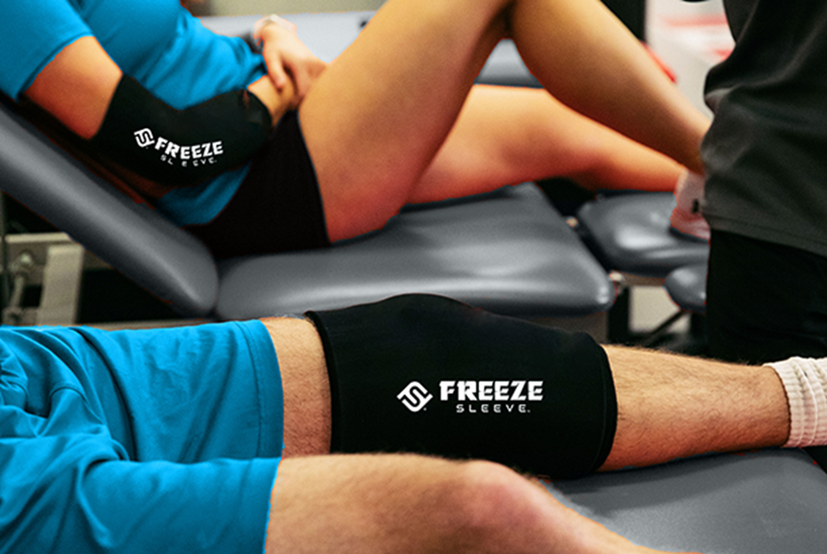 Freeze Sleeve offers cold compression therapy on sore muscles, joints